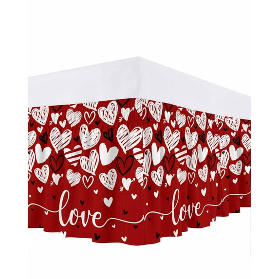 Black White Love Bed Skirt California King Size 16 Inch Drop, Valentine ...