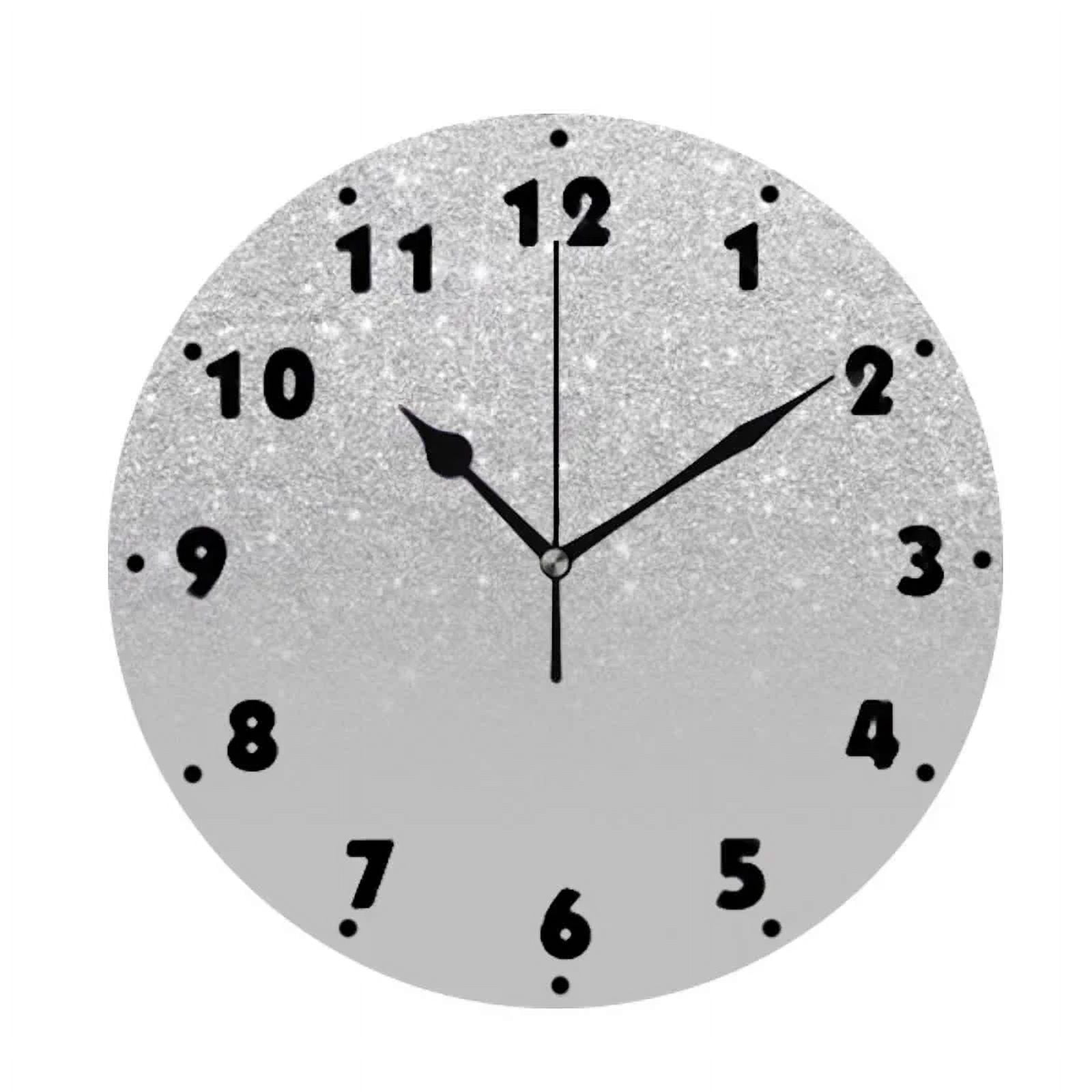 Black White Luxury Ombre Marble Glitter Wall Clock Modern Metallic ...