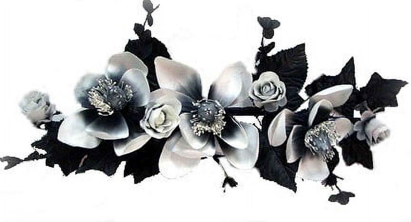 Black White Magnolia Rose Bud 16in Artificial Polysilk Fake Flower Hand ...