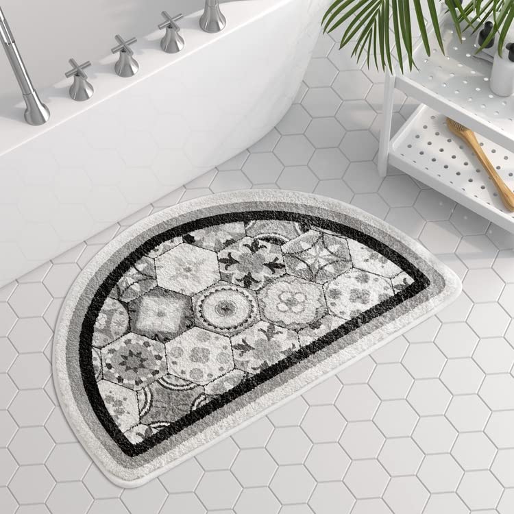 Black and White Mandala Bohemian Half Round Door Mat Half Circle Area ...