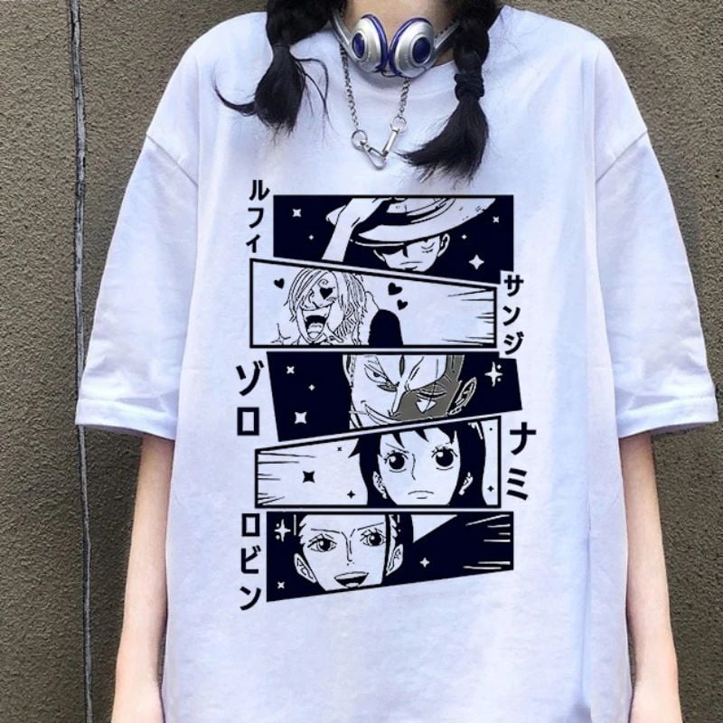 Black White Manga Panel Graphic Tee Retro Comic Style Japanese ...