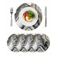 Black and White Marble Round Table Placemats set of 4, Abstract Golden ...
