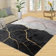 Black White Marble Rugs for Bedroom, Gold Vein Marble Area Rug, Luxury ...