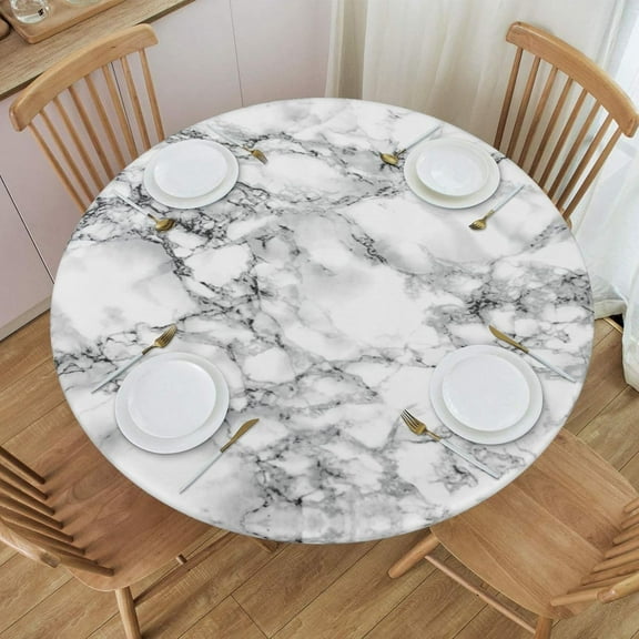 Black White and Red Checkered Tablecloth with Elastic Edge, Round Table ...