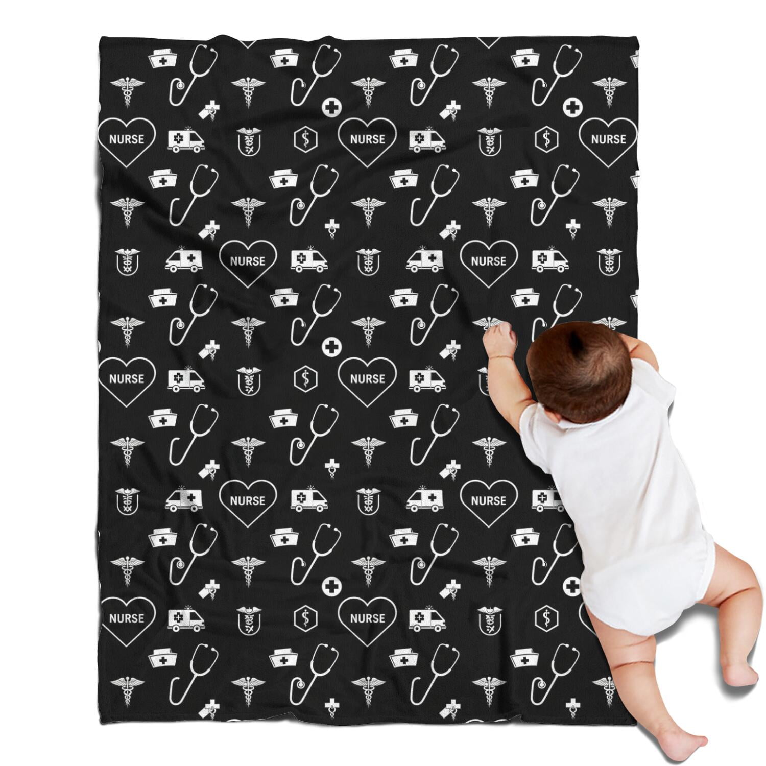 Black White Medical Symbol Pattern Blanket,Comfortable Soft Flannel ...