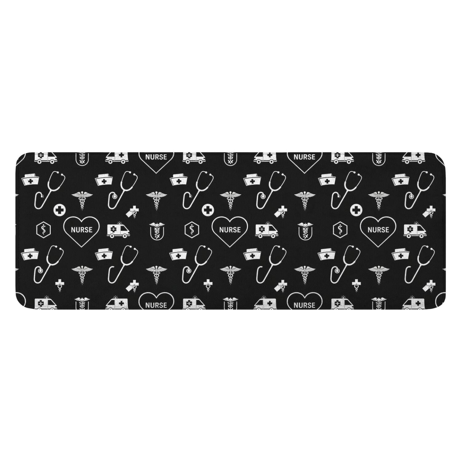 Black White Medical Symbol Pattern Kitchen Rug Mat,Kitchen Runner Rugs ...