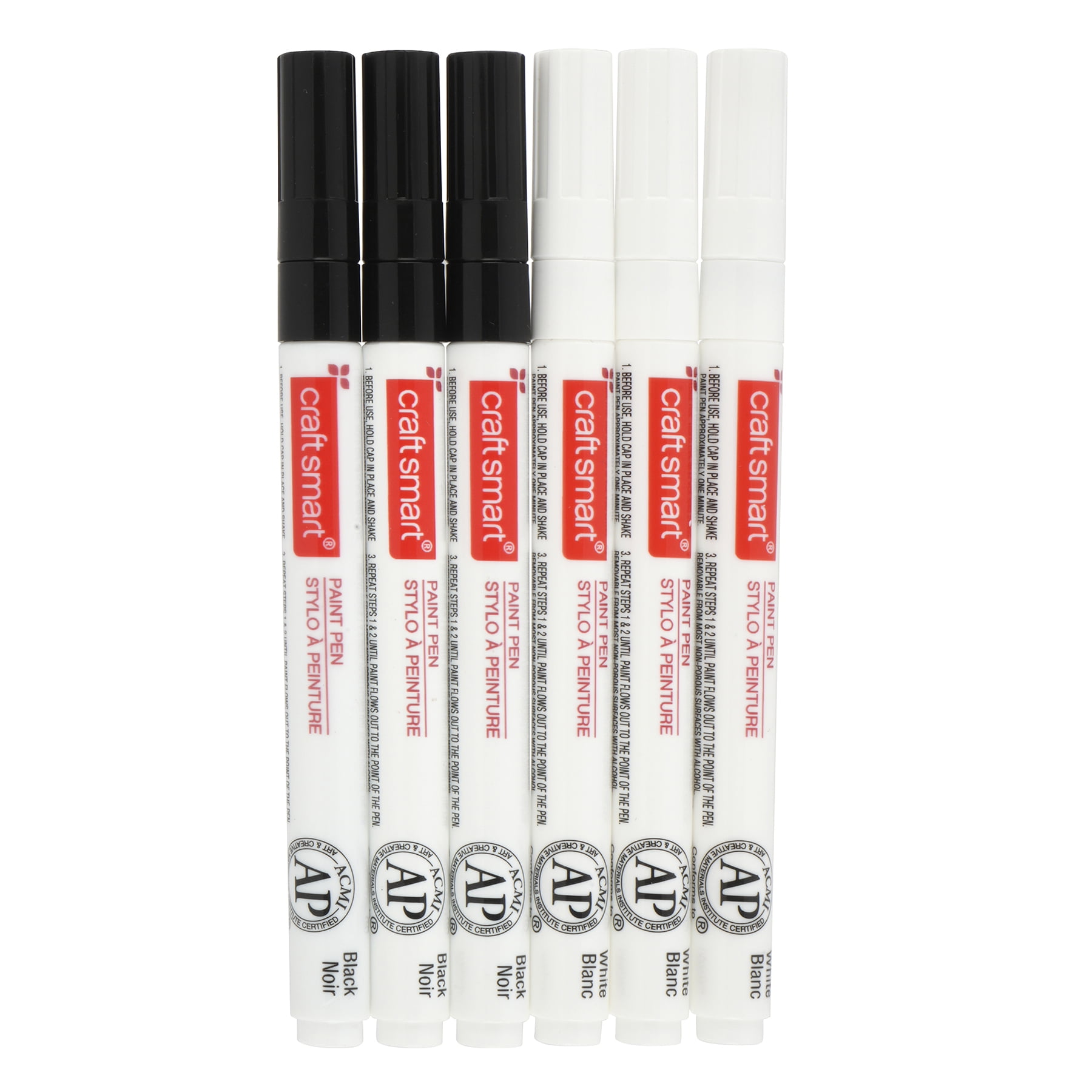 Black & White Medium Line Paint Pen Set by Craft Smart® 6ct - Walmart.com