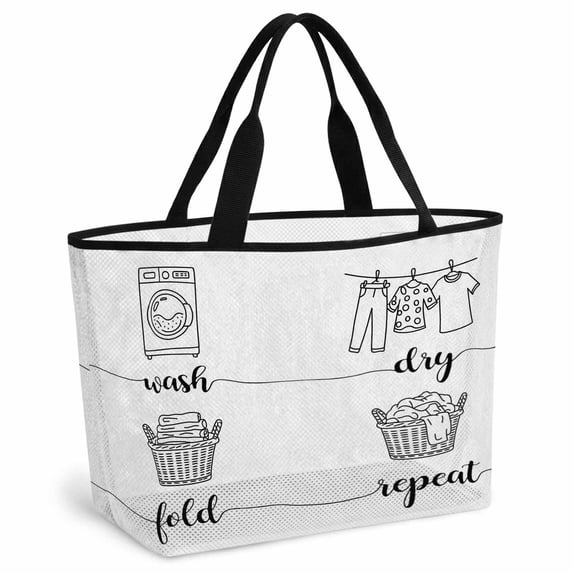 Black White Mesh Beach Bag for Women Men, Large Beach Tote Waterproof ...