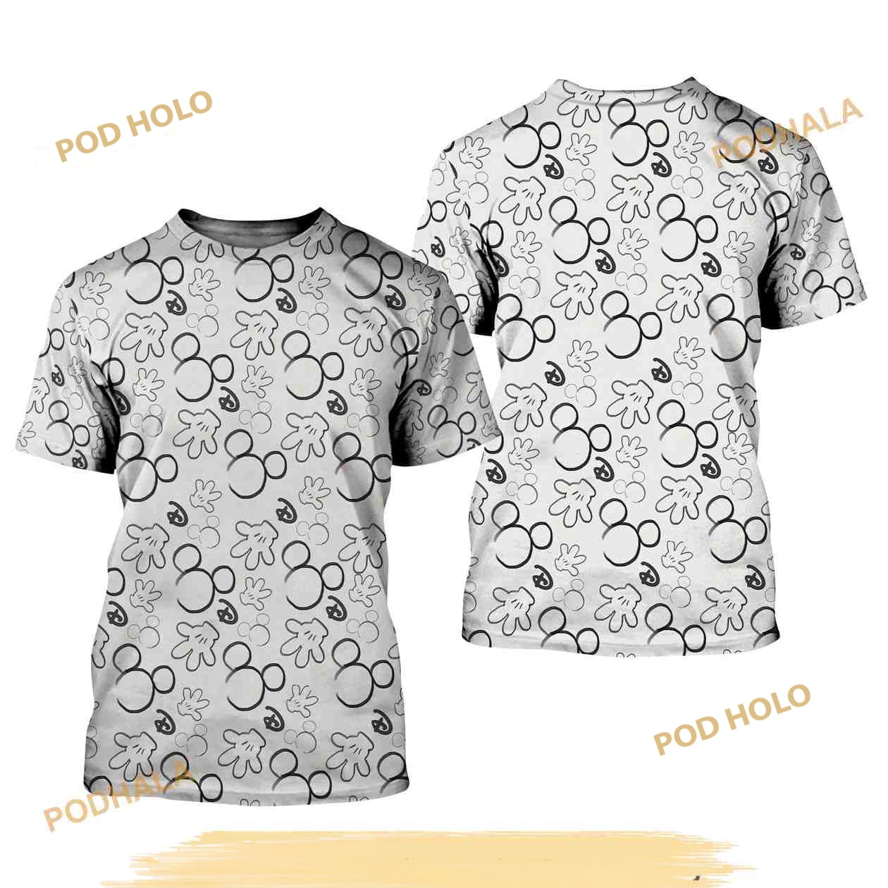 Black White Mickey Mouse Head Logo Pattern 3D Shirt - Walmart.com