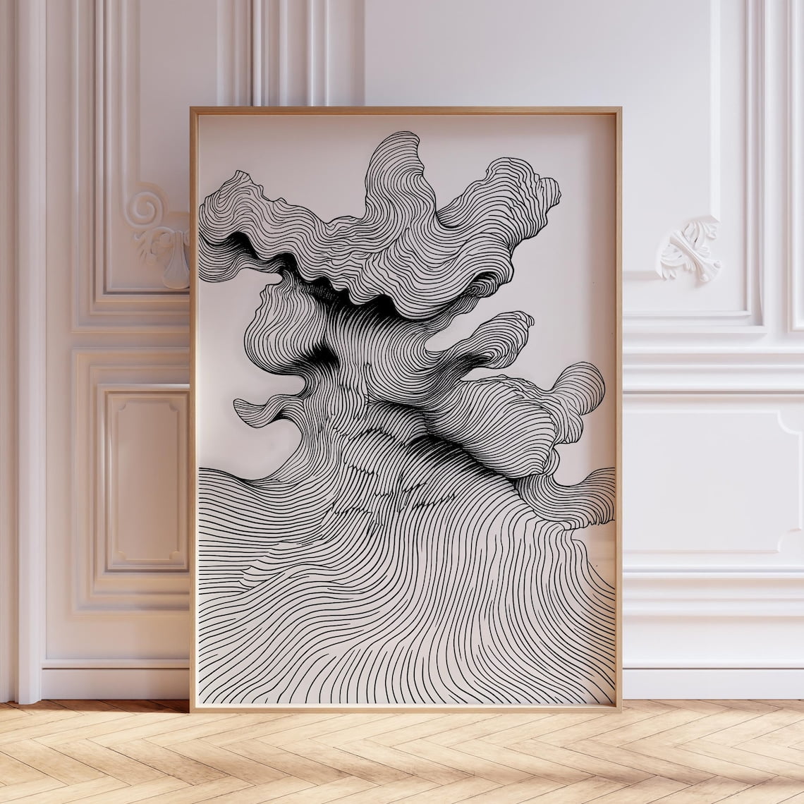 Black And White Minimalist Abstract Line Art, Geometric Wall Art ...