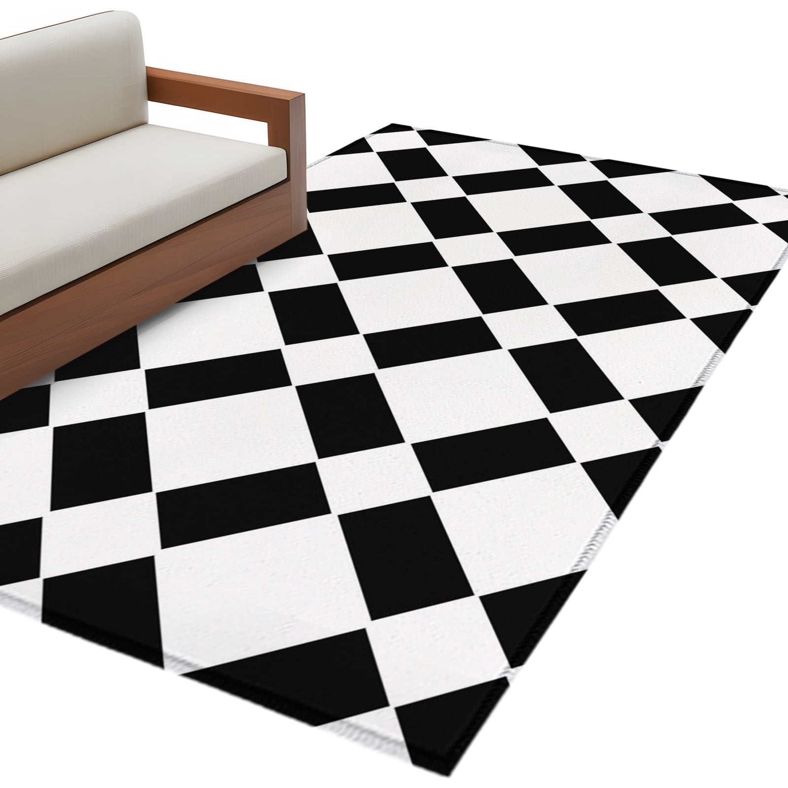 Black White Minimalist Living Room Rug 4x6 Washable Area Rug for ...