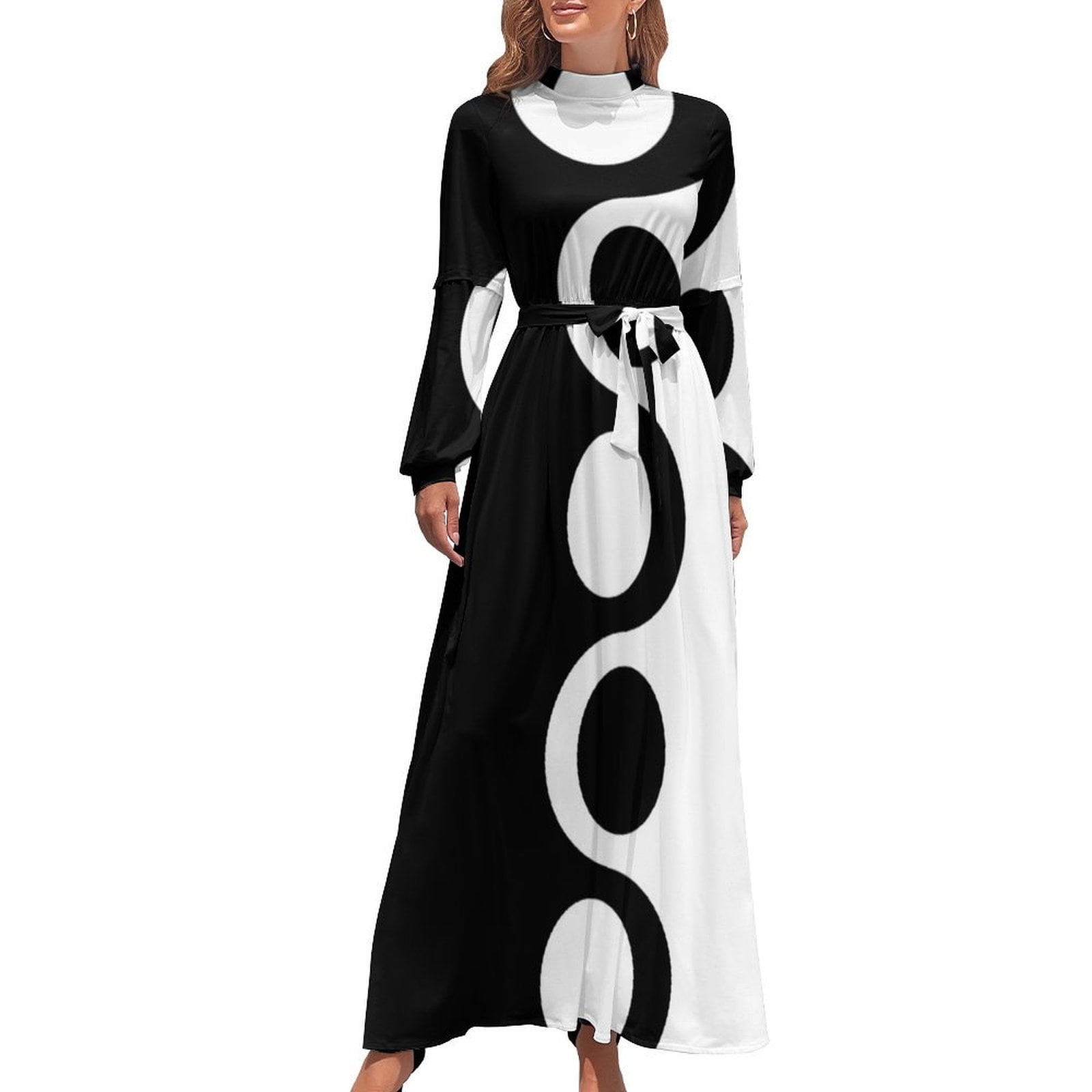 Black White Mod Long Dress summer dresses ladies 2025 dress women ...