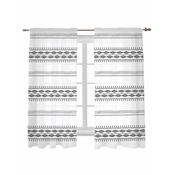 Black White Modern Geometric Curtains 72 Inch Length, Sheer Curtains ...