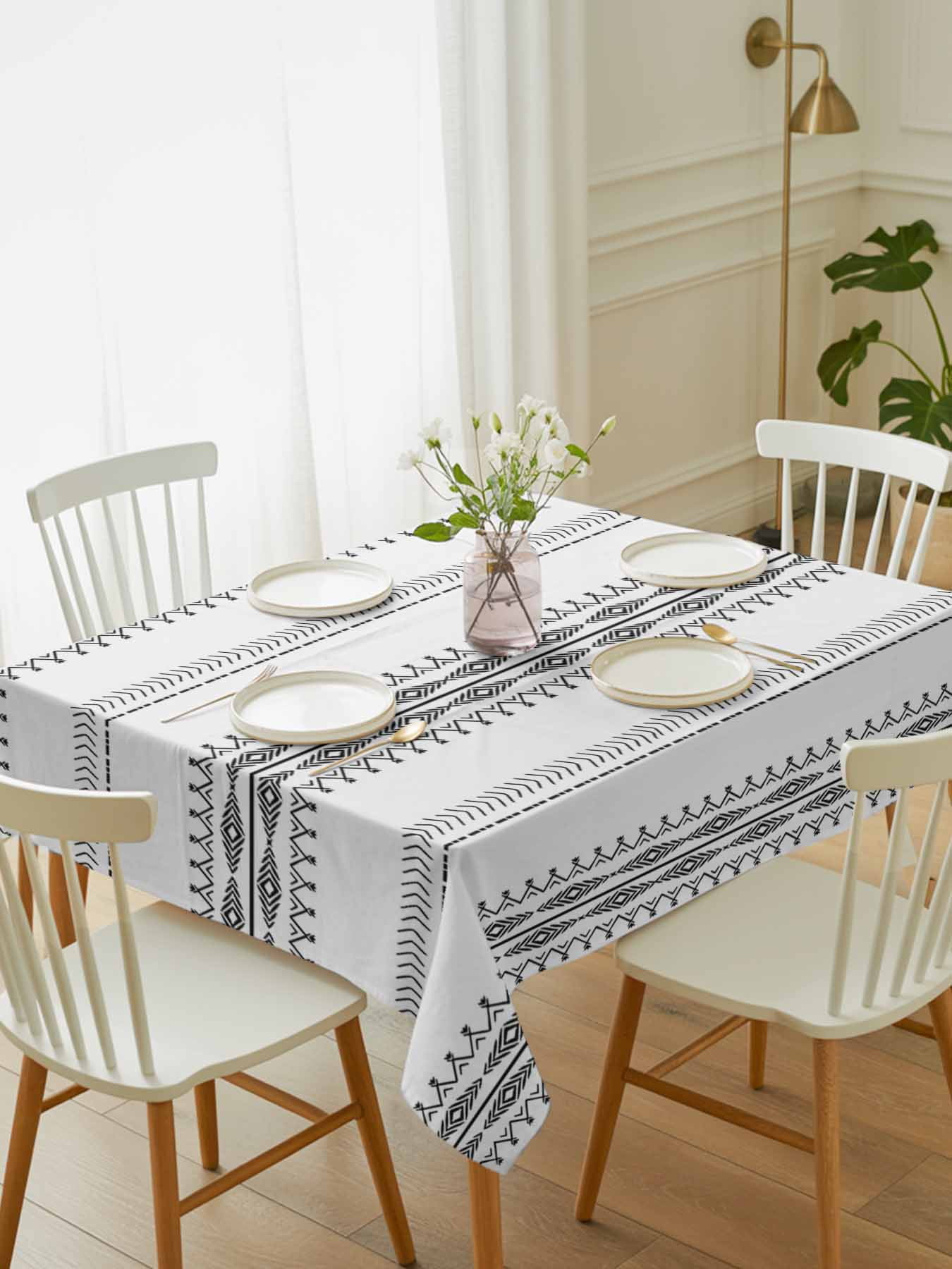 Black White Modern Geometric Tablecloth Rectangle Table Cloth 60x84 ...