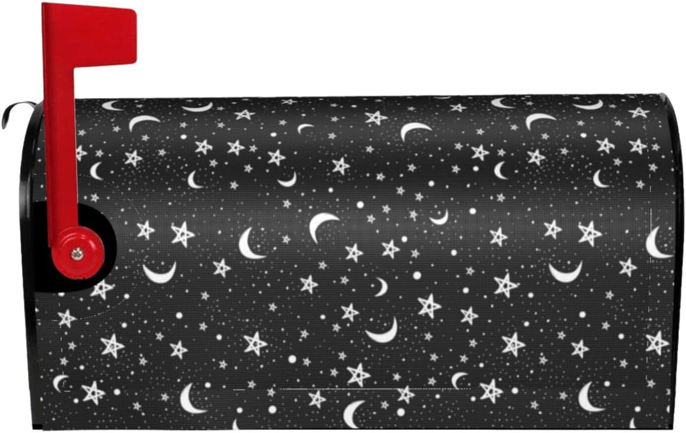 Black and White Moon Star Mailbox Covers Magnetic Mailbox Wraps Post ...