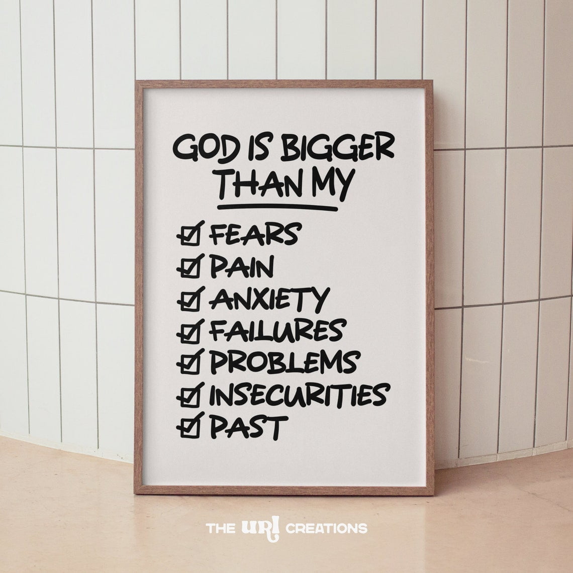 Black White Motivational Quote Poster Print, Retro Christian Wall Art ...
