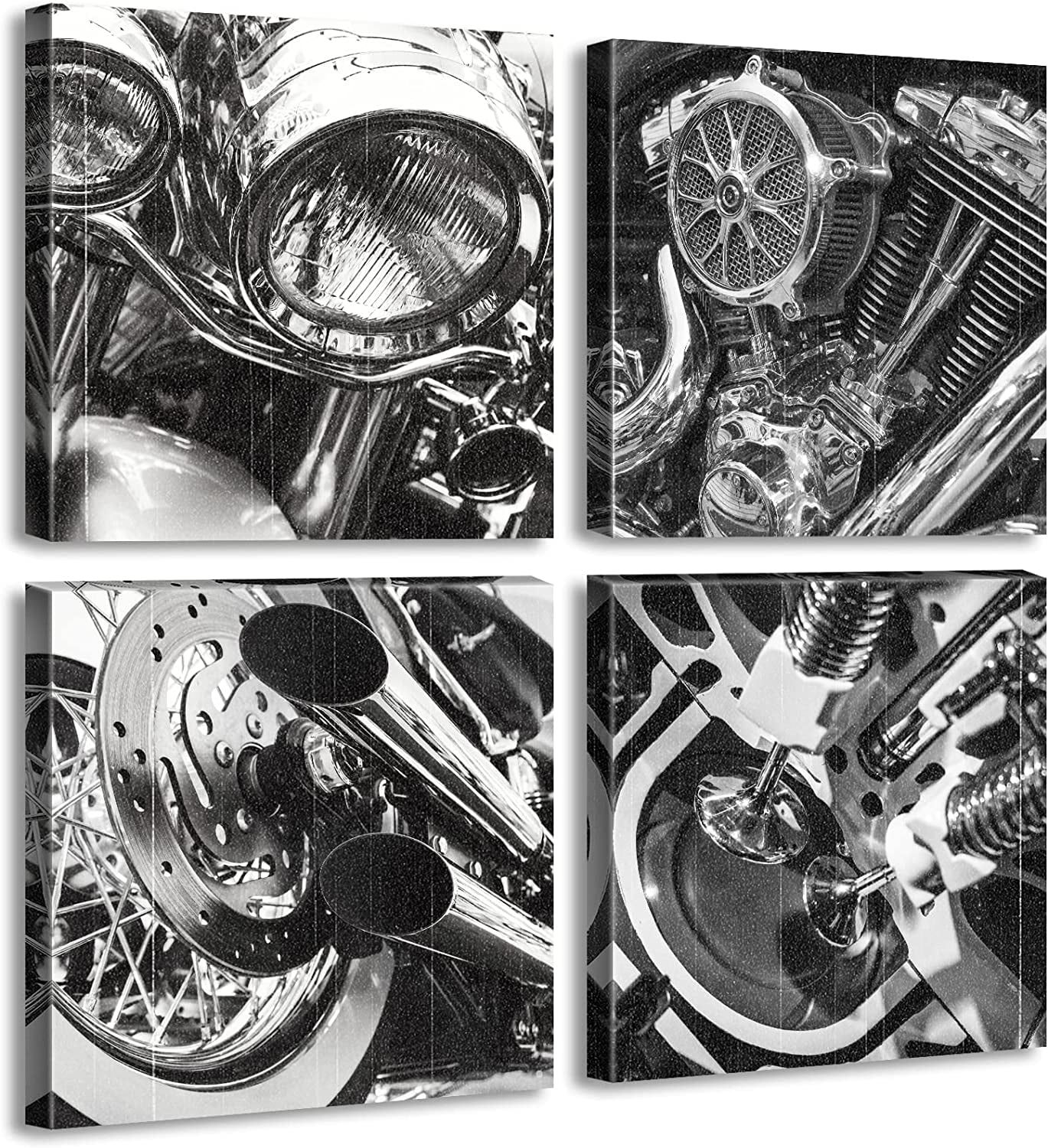 Black and White Motorcycle Wall Art Vintage Vehicle Pictures Wall Decor ...