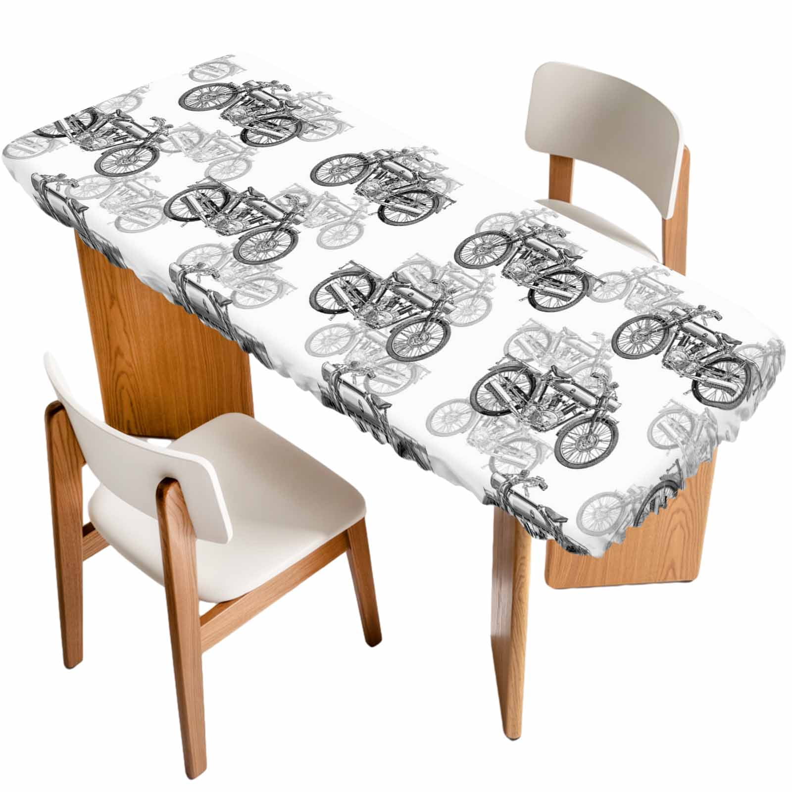 Black White Motorcycles Table Cloths for 8 Foot Rectangle Tables ...