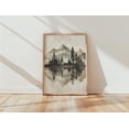 Black White Mountain Forest Landscape Rustic Pine Tree Wall Art ...