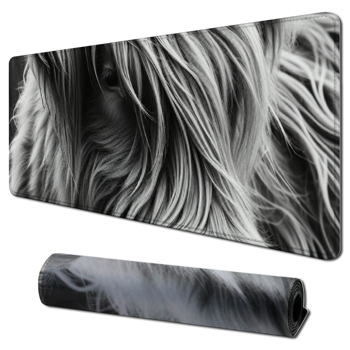 Black and White Mouse Pad, Scottish Highland Cow on Isle of Mull Mouse ...