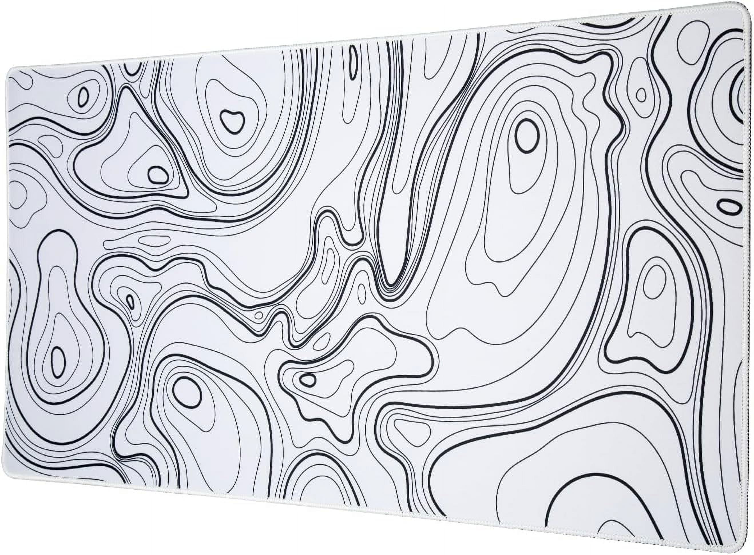 Black and White Mouse Pad, Topographic Map Large Gaming Mousepad ...