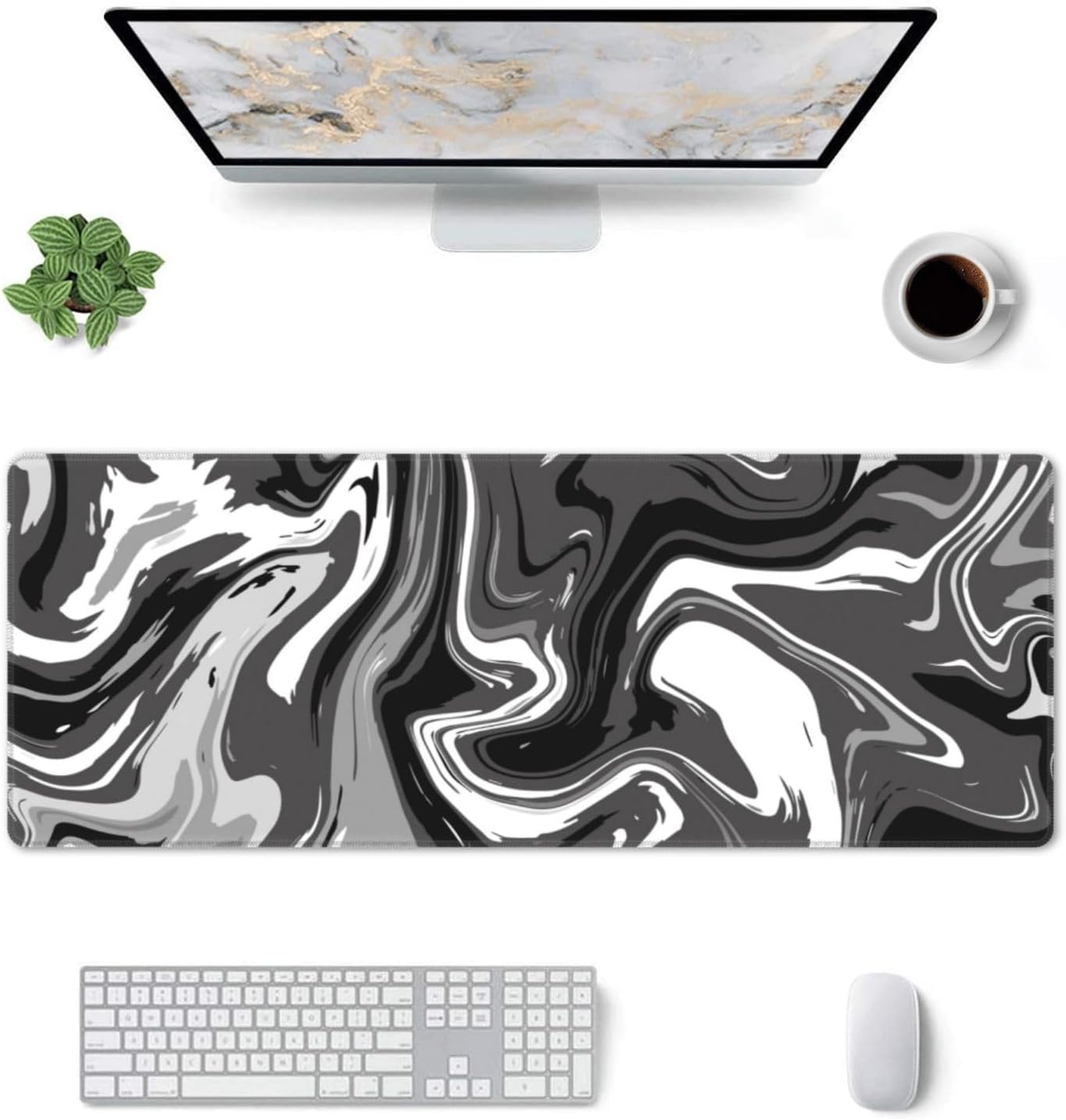 Black and White Mouse Pad XL Large Gaming Mousepad Topographic Map ...