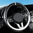 Black & White Nappa Leather Steering Wheel Cover, 14.5-15 inch ...