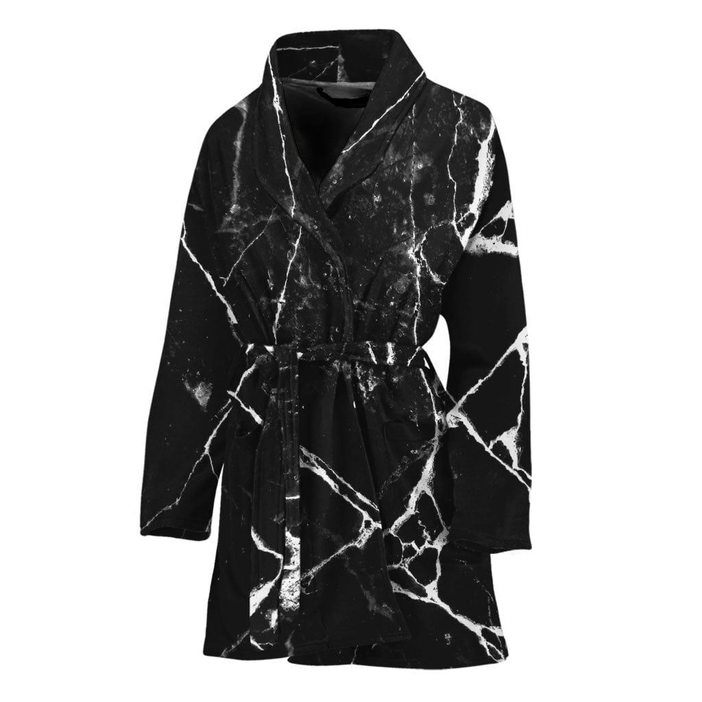 Black White Natural Marble Women Bathrobe One Size Univeral Fits ...