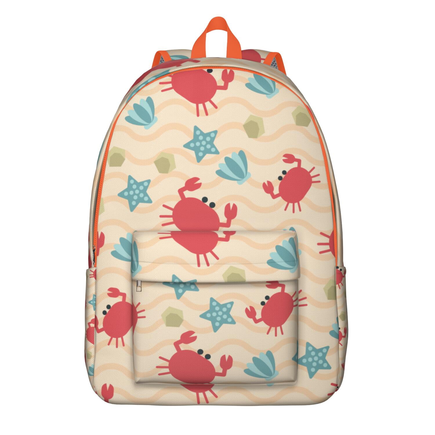 Black White Nautical Crab Backpack with Sea & Beach Theme, Waterproof ...
