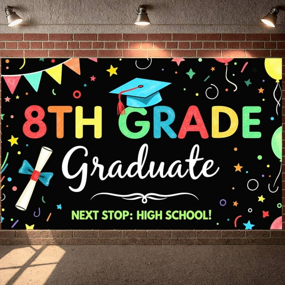 Black and White Next Stop High School Banner Hand-drawn Graduation ...