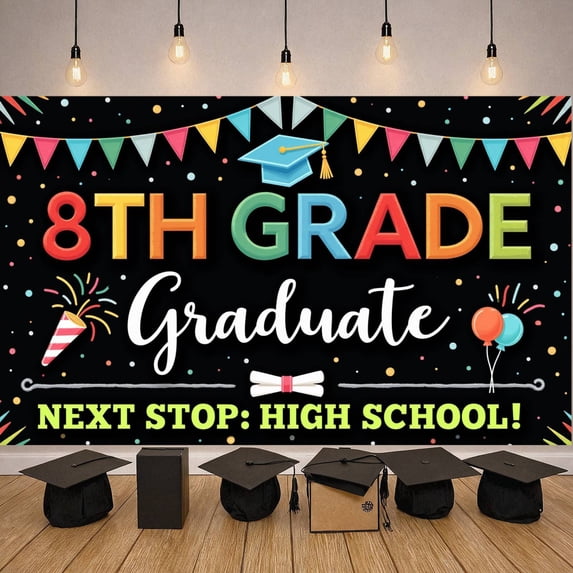 Black and White Next Stop High School Banner Hand-drawn Graduation ...