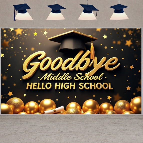 Black and White Next Stop High School Banner Hand-drawn Graduation ...