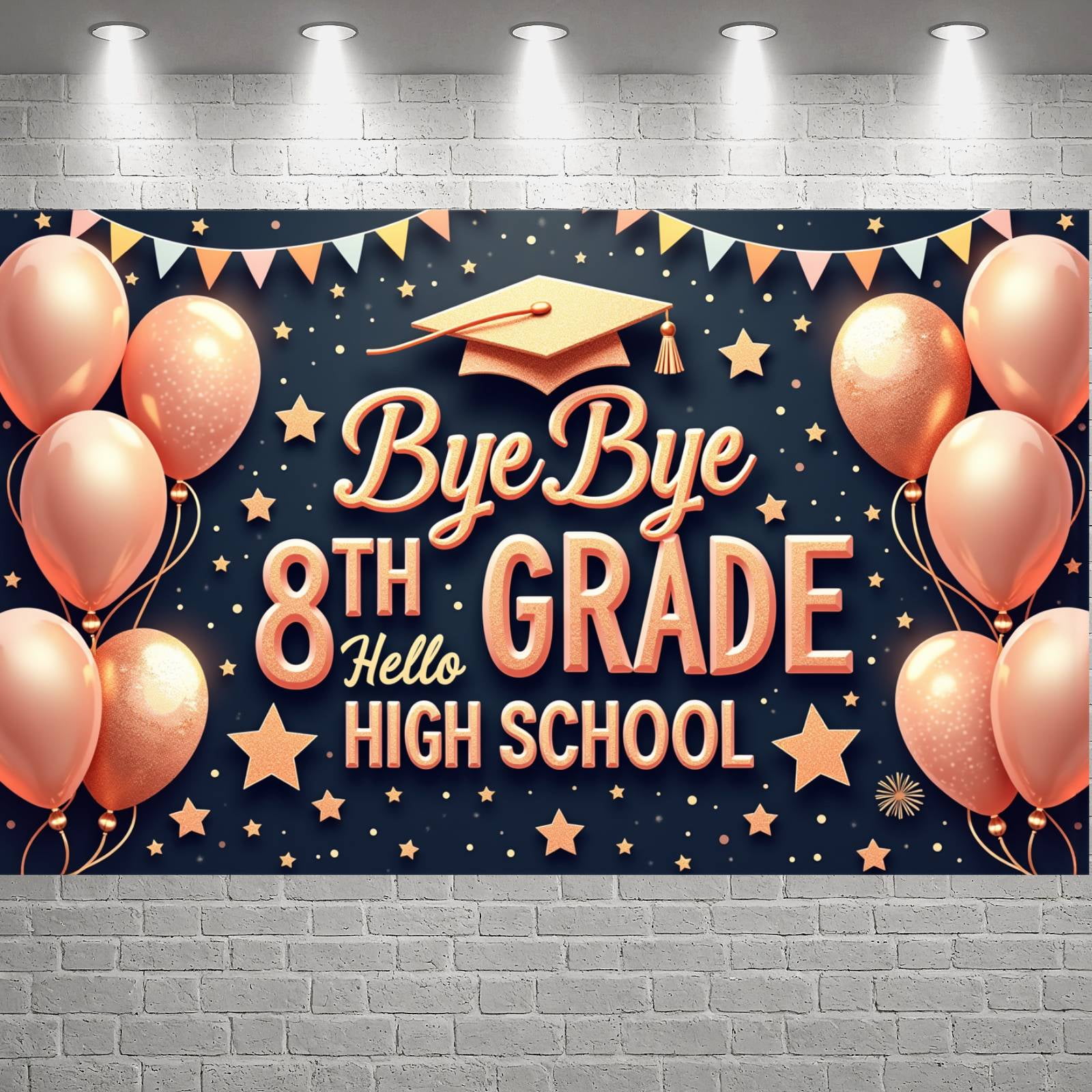 Black and White Next Stop High School Banner Hand-drawn Graduation ...
