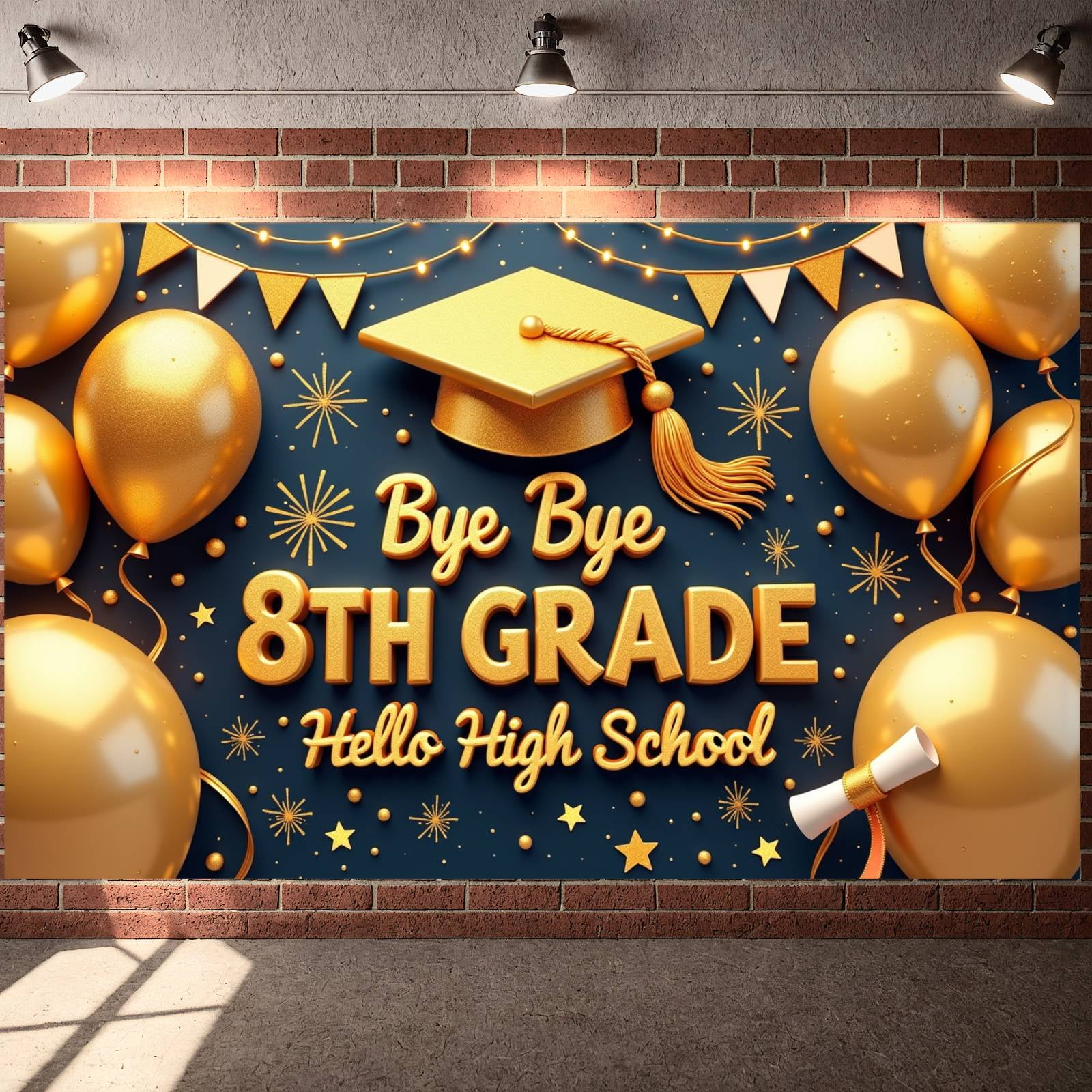 Black and White Next Stop High School Banner Hand-drawn Graduation ...