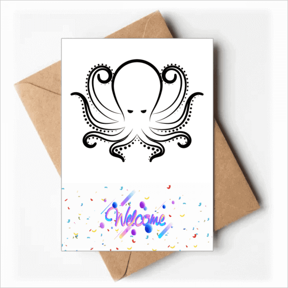 Black White Octopus Marine Life Pattern Welcome Back Greeting Cards ...