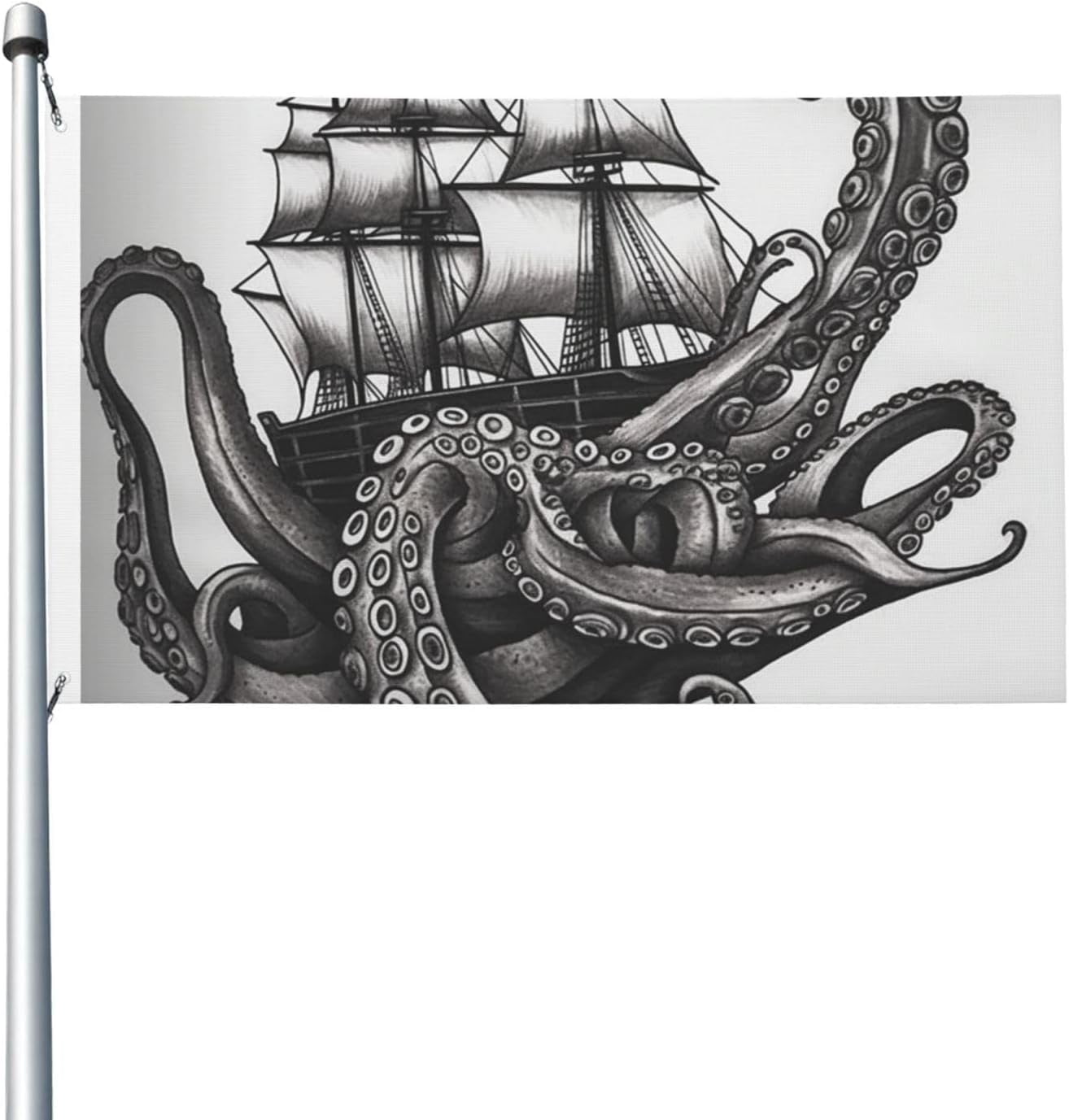 Black and White Octopus and Ship Flag 3x5 ft Garden Flag Welcome Spring ...