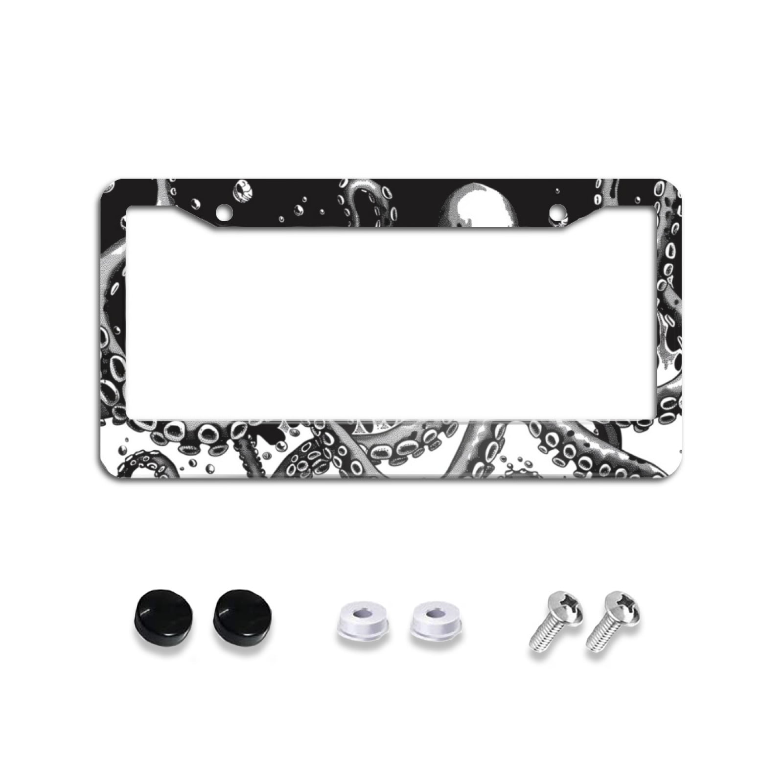Black White Octopus Tentacles License Plate Frames for Women Men Car ...