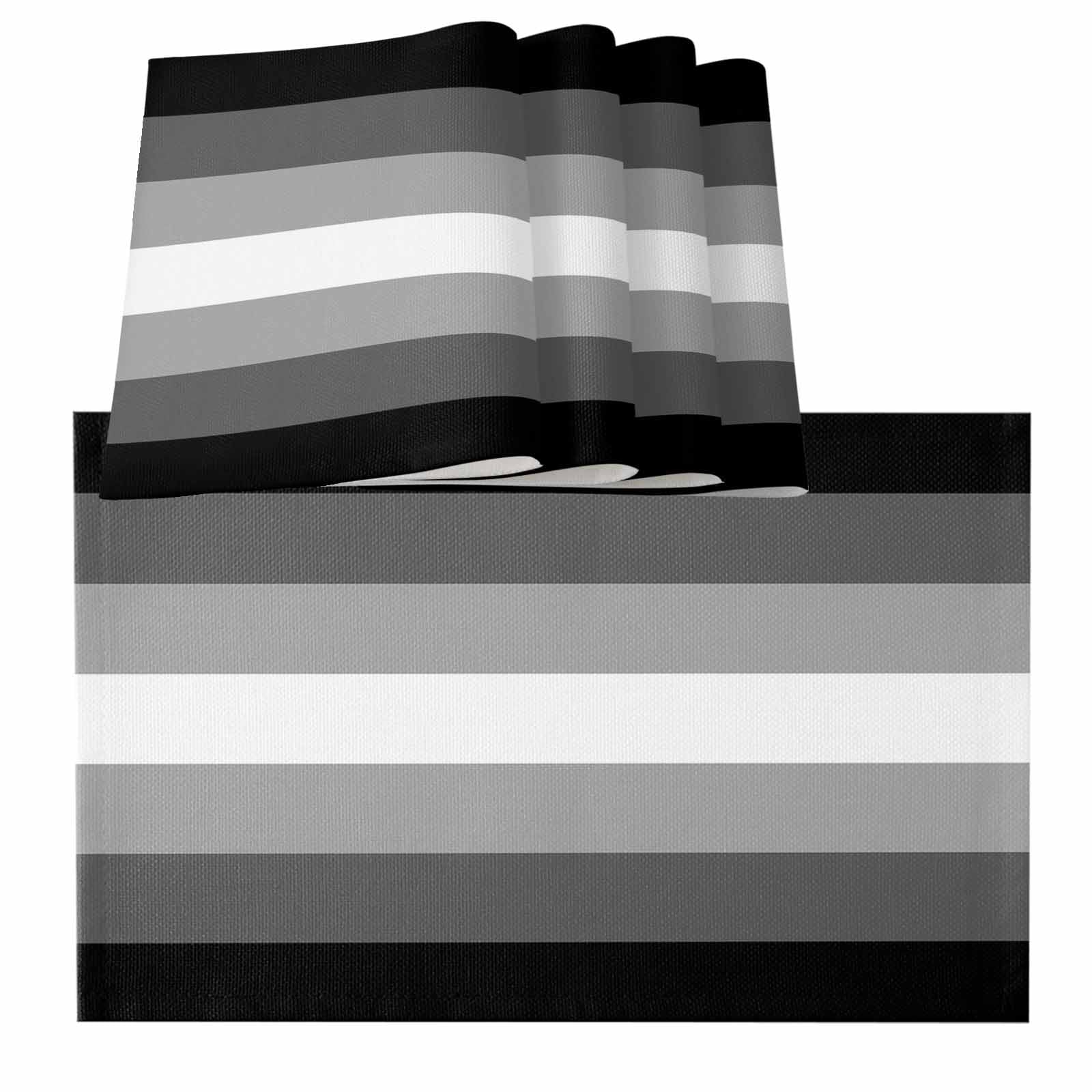 Black White Ombre Placemats for Dinning Table Set of 6, Gradient Black ...