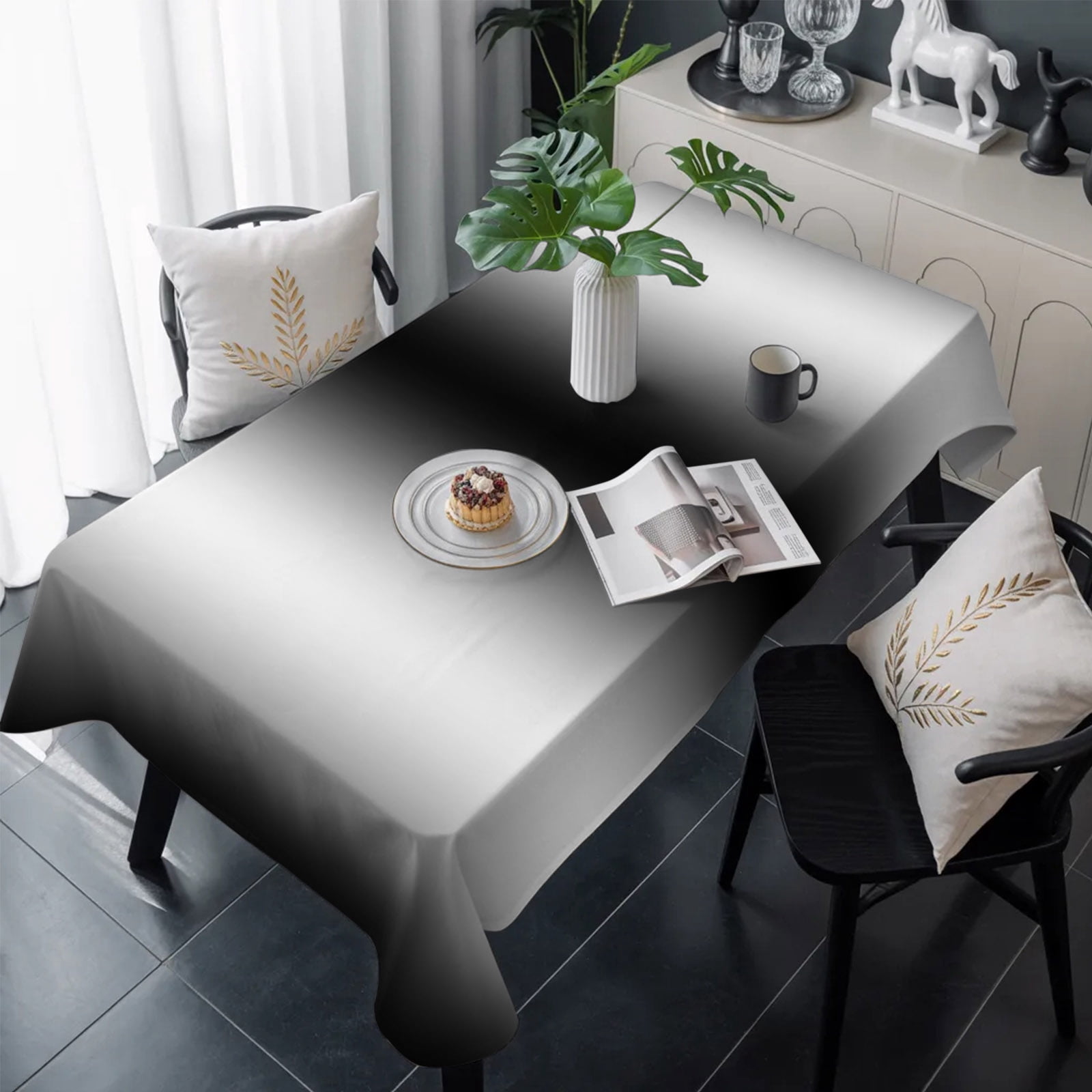 Black White Ombre Table Cloth Waterproof Tablecloths, Abstract Art ...