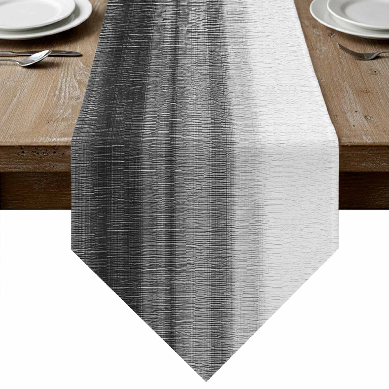 Black White Ombre Table Runner Linen Burlap Table Runner 72 Inches Long ...