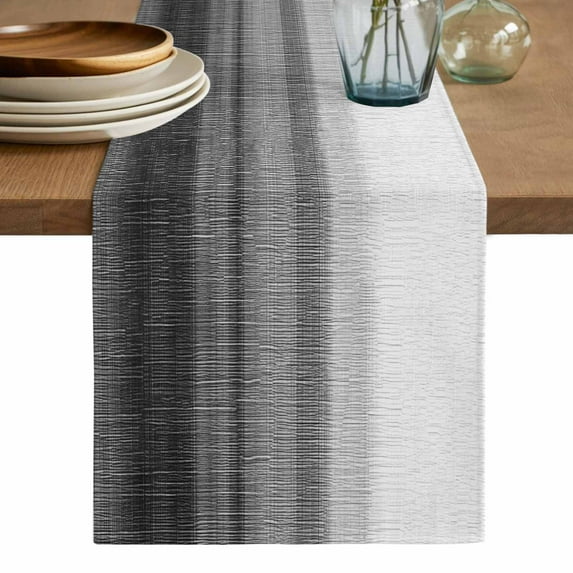 Black White Ombre Table Runner, Vintage Minimalism Abstract Stripes ...