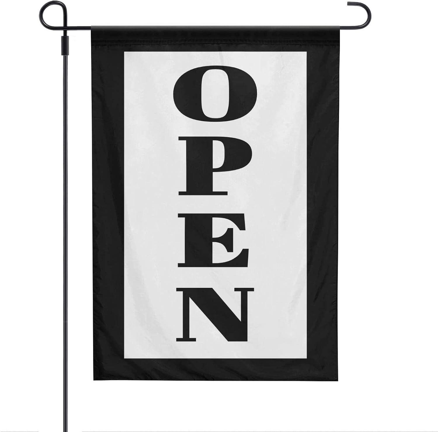 Black White Open Sign Garden Flag Custom Flag Indoor Outdoor Home ...