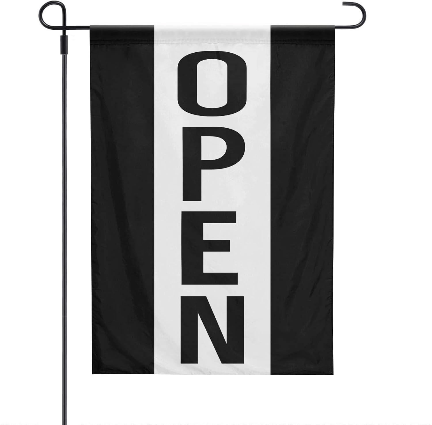 Black White Open Sign Garden Flag Welcome Flag Outdoor Banner Spring ...