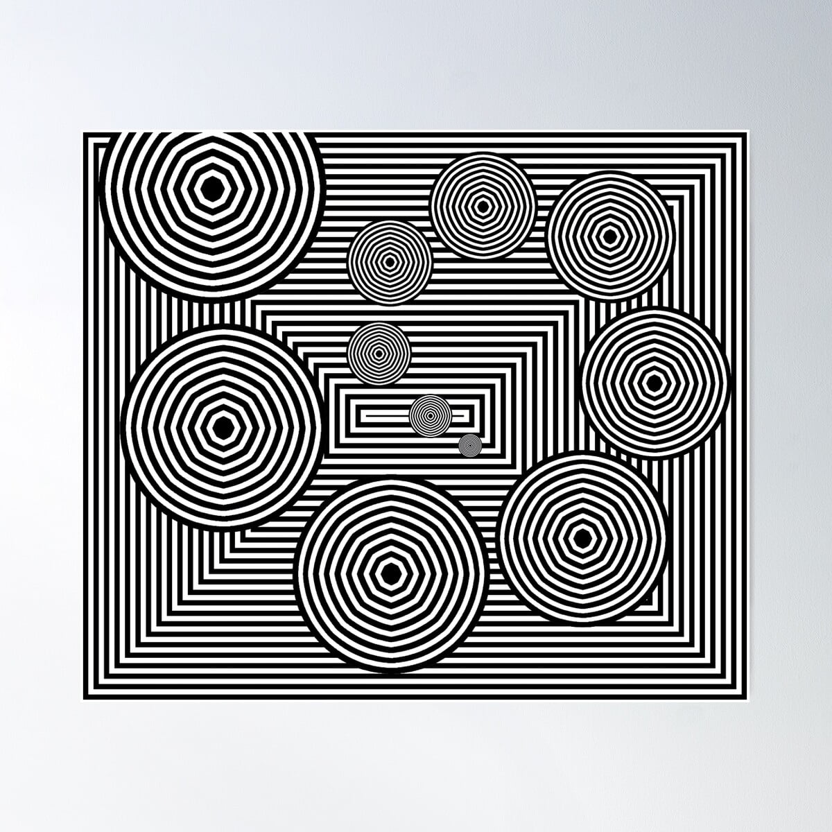 Black White Opti Poster Wall Art, Modern Wall Decor For Living Room ...