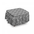 Black and White Ottoman Cover, Classic Ink Art, 2 Piece Slipcover Set ...
