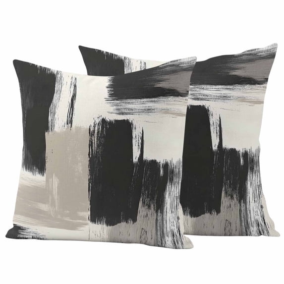 Black White Outdoor Pillow Covers 16"x16" Set of 2, Waterproof Throw ...