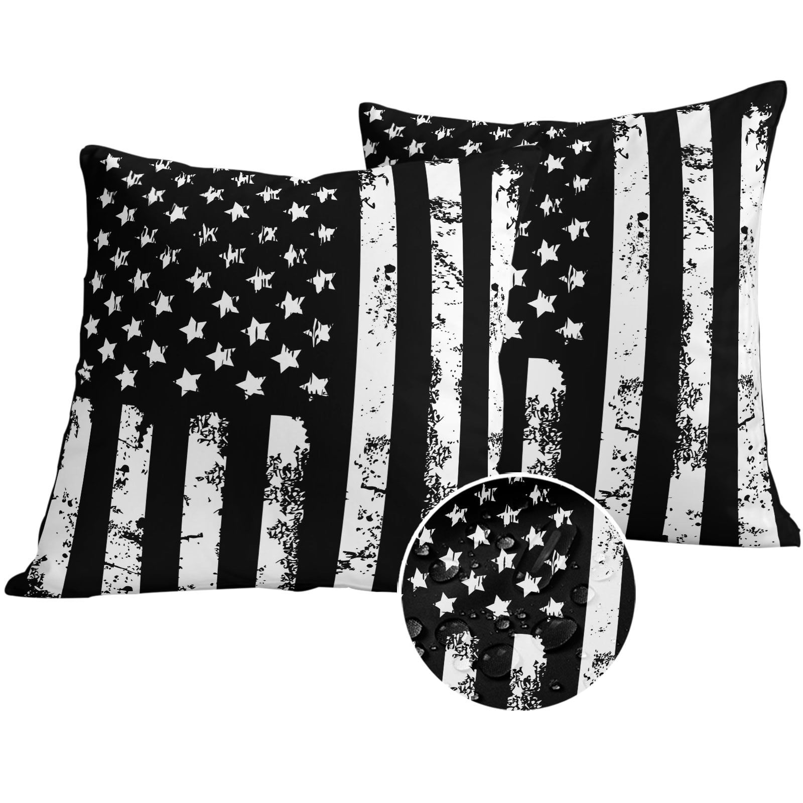 Black White Outdoor Pillow Covers 18x18 Set of 2,Waterproof Patio Throw ...