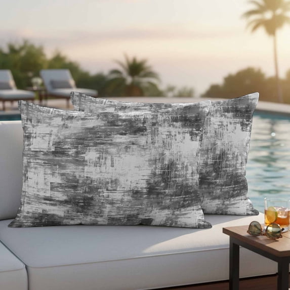 Black White Outdoor Waterproof Throw Pillow Covers Set of 2, 20"x12 ...