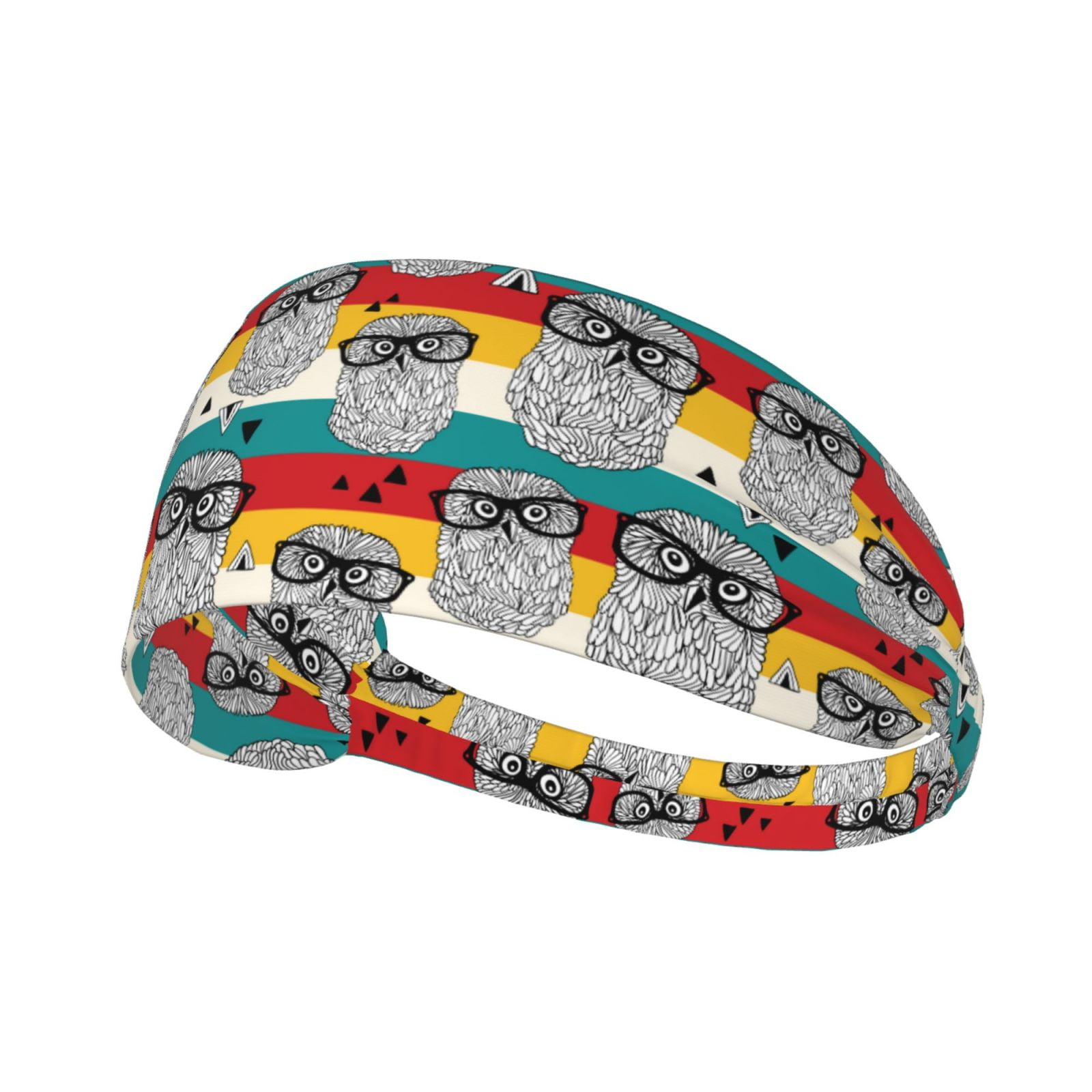 Black White Owl Colorful Stripes Headbands for Women Men, Workout ...
