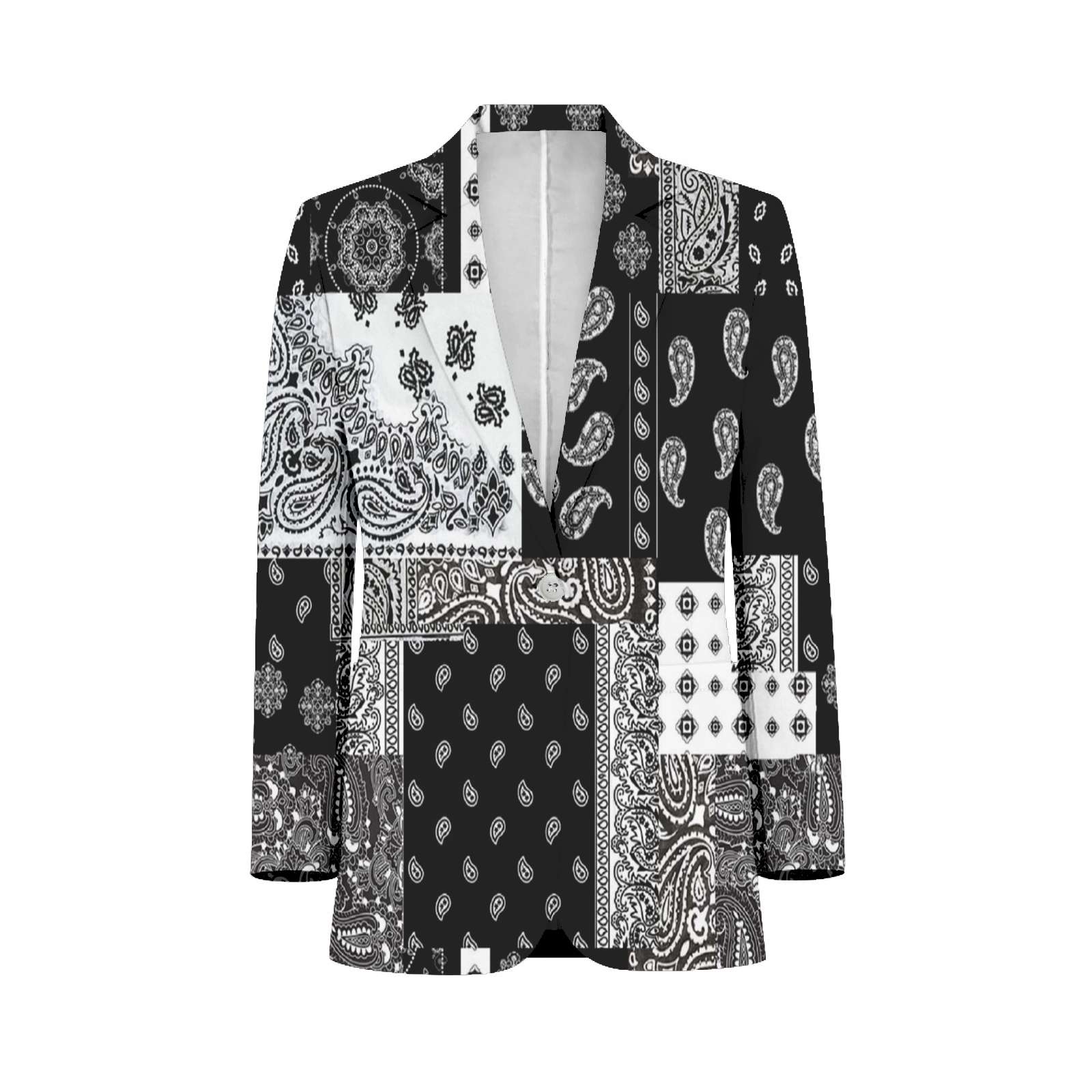 Black White Paisley Bandana Patterns Mens Suits Shawl Collar Slim Fit ...
